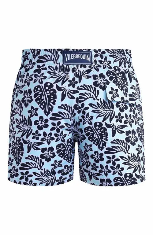 Vilebrequin Jungle Leaves Stretch Short Swim Shorts - Pacific