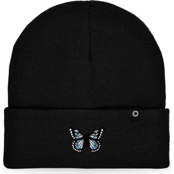 DALIX Butterfly Beanie - Black