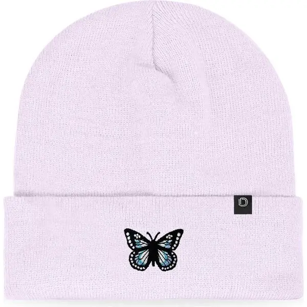 DALIX Butterfly Embroidered Beanie - Lavender