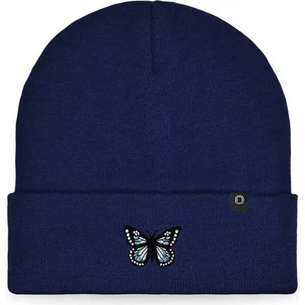 DALIX Butterfly Beanie - Navy Blue