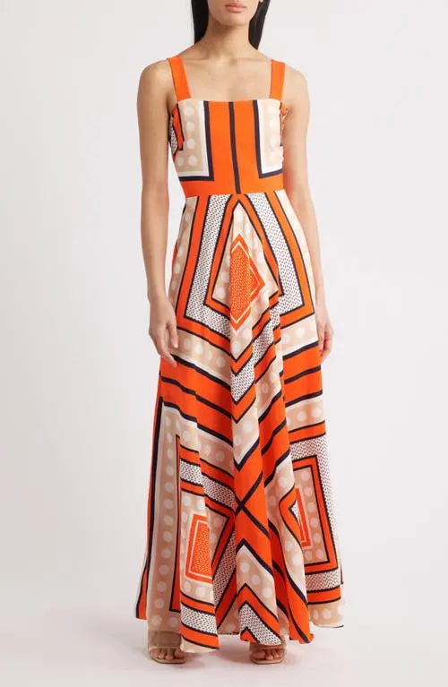 Eliza J Scarf Printed Maxi Dress