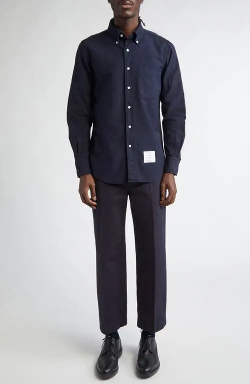 Thom Browne Armband Straight Fit Cotton Poplin Button-down Shirt - Navy
