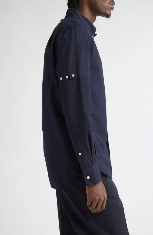 Thom Browne Armband Straight Fit Cotton Poplin Button-down Shirt - Navy