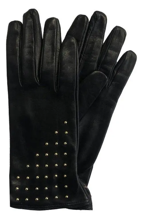 PAULA ROWAN Winnie Leather Gloves - Black Silver