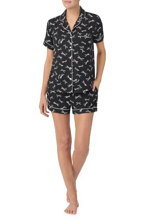 Kate Spade New York Print Short Pajamas - Black/ Ivory