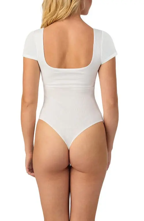 ON GOSSAMER Cabana Rib Bodysuit - White