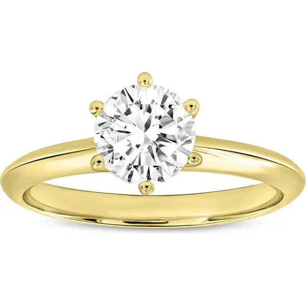 LUVMYJEWELRY 1 Carat Lab Grown Diamond Solitaire Ring - 14k Yellow Gold