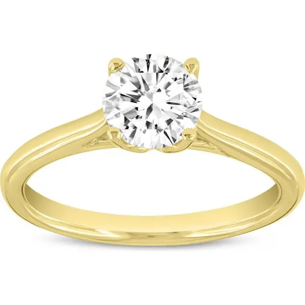 LUVMYJEWELRY 1 Carat Lab Grown Diamond Solitaire Ring - 14k Yellow Gold
