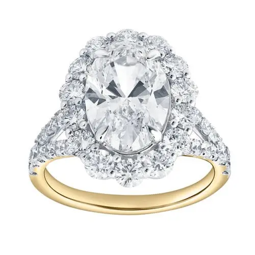 LUVMYJEWELRY Sabina 4.7 Ct Oval Lab Grown Diamond Engagement Ring - 14k Yellow Gold