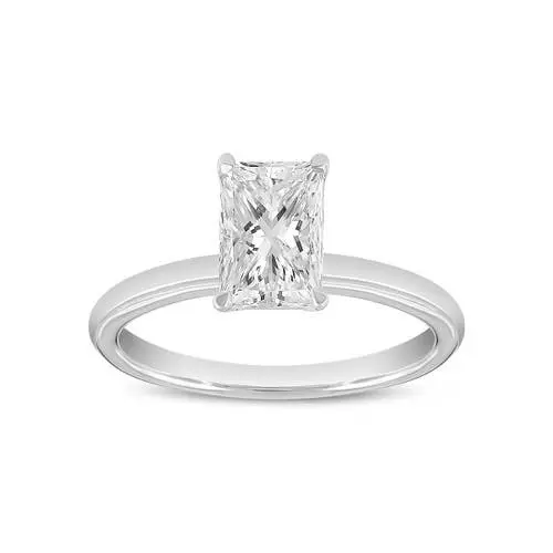 LUVMYJEWELRY 14k Gold 1.5 Carat Lab Grown Radiant Cut Solitaire Diamond Ring - 14k White Gold