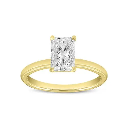 LUVMYJEWELRY 14k Gold 1.5 Carat Lab Grown Radiant Cut Solitaire Diamond Ring - 14k Yellow Gold