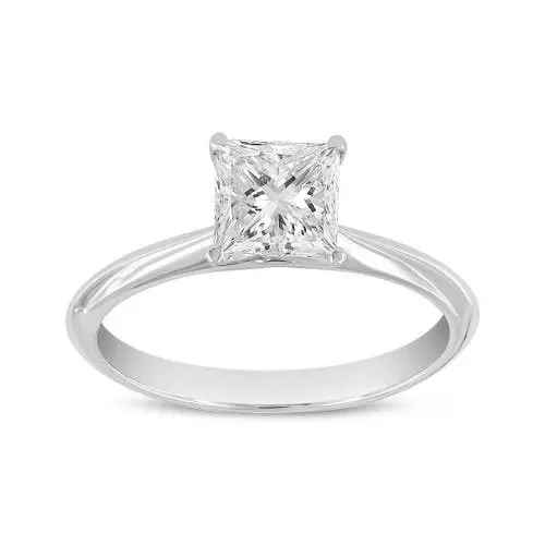 LUVMYJEWELRY Rhea Princess 14k Gold Solitaire Ring With 1.25 Ct Lab Grown Diamond - 14k White Gold