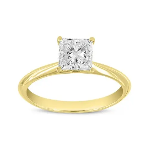 LUVMYJEWELRY Rhea Princess 14k Gold Solitaire Ring With 1.25 Ct Lab Grown Diamond - 14k Yellow Gold