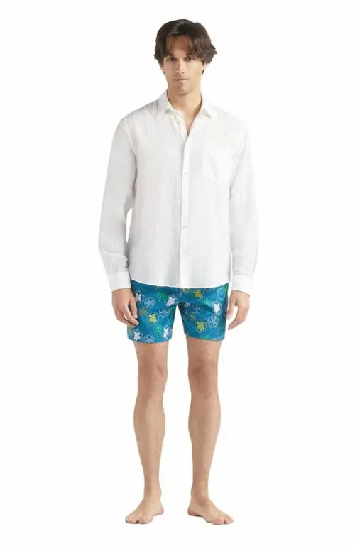 Vilebrequin Solid Linen And Cotton Shirt - Blanc