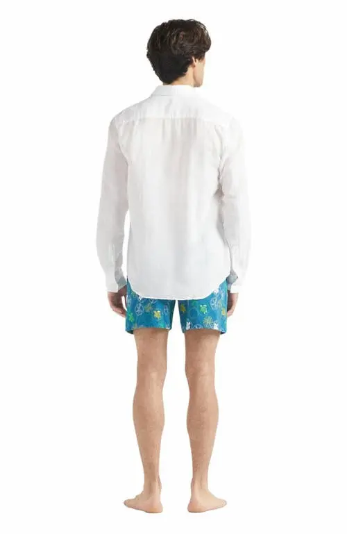 Vilebrequin Solid Linen And Cotton Shirt - Blanc