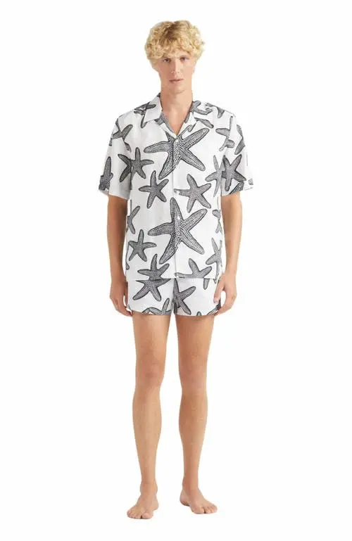 Vilebrequin Starlettes Linen Bowling Shirt - Blanc