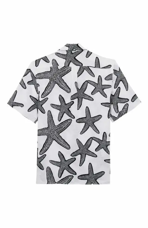 Vilebrequin Starlettes Linen Bowling Shirt - Blanc