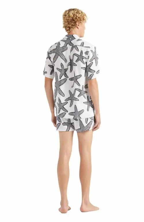 Vilebrequin Starlettes Linen Bowling Shirt - Blanc