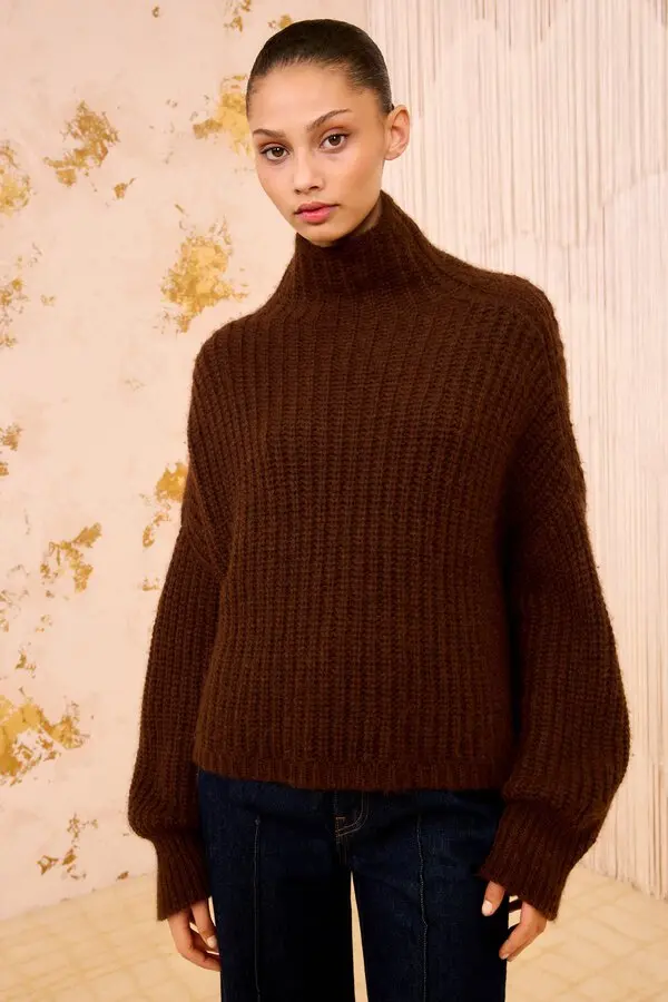 Ulla Johnson Veron Alpaca Knit Turtleneck - Mahogany