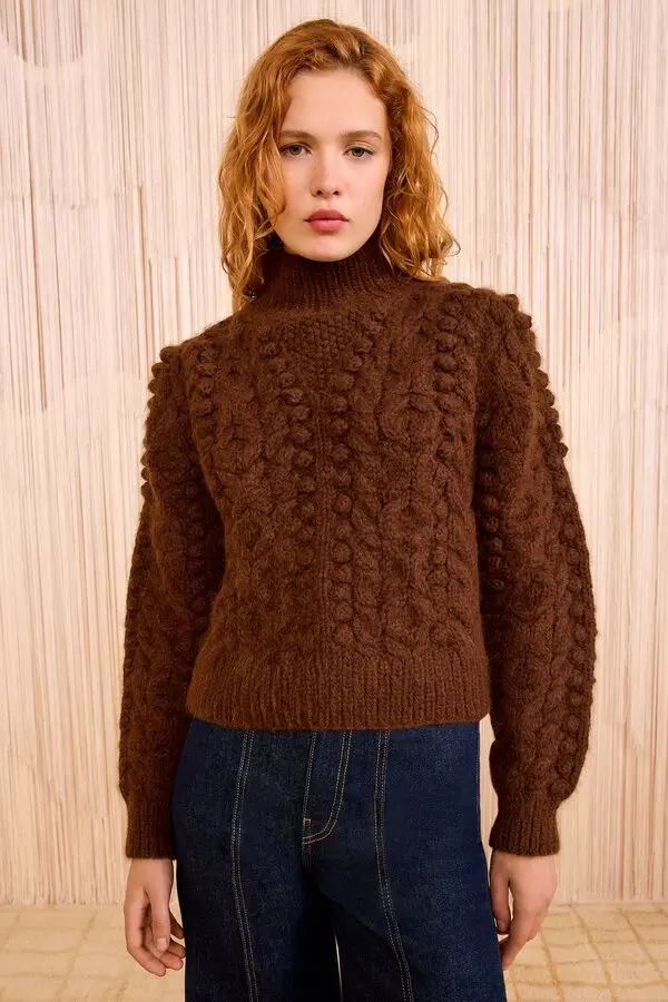 Ulla Johnson Albia Alpaca Knit Pullover - Mahogany