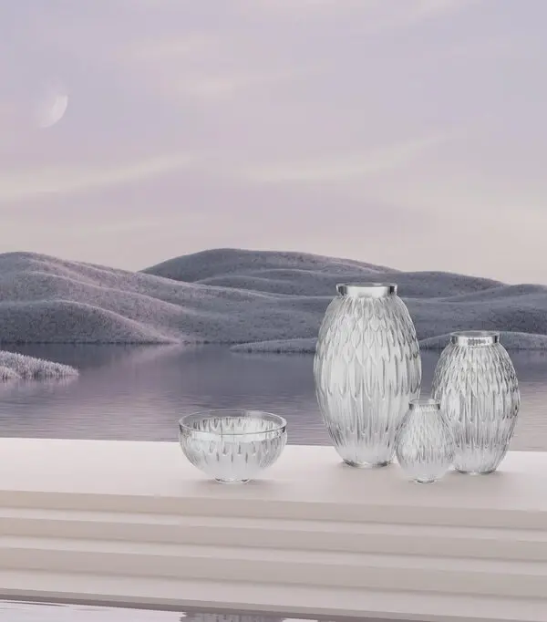 Lalique Small Crystal Plumes Vase - Clear
