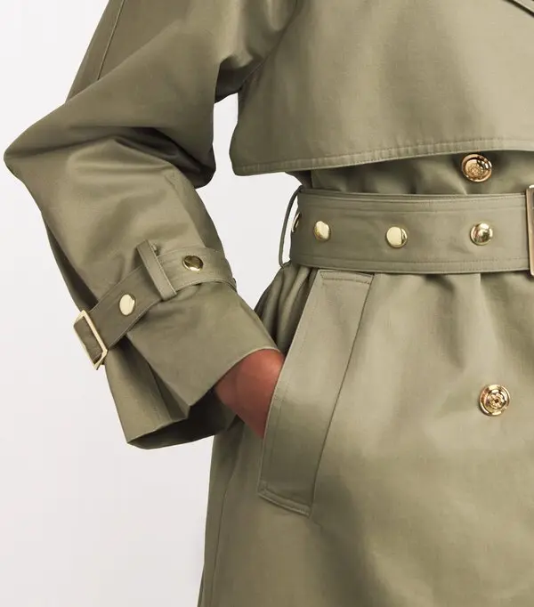 Maje Cotton Belted Trench Coat - Brown