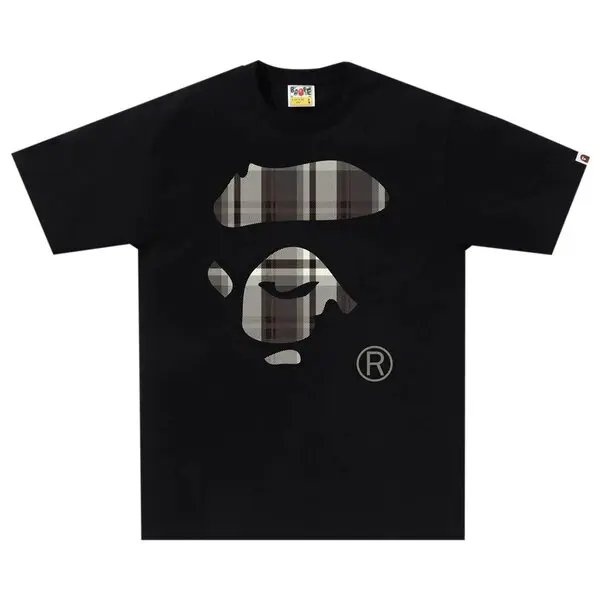 A BATHING APE Check Ape Face Tee - Black