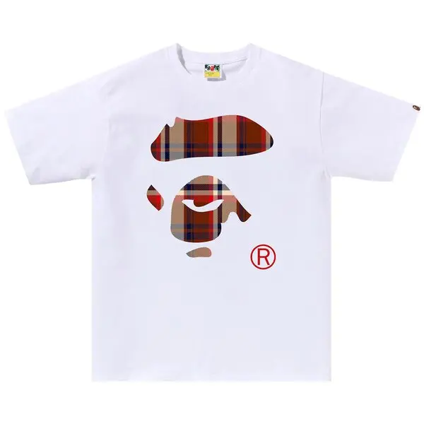 A BATHING APE Check Ape Face Tee - White