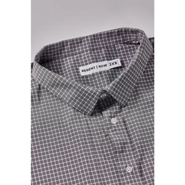 REGENT ROW Men’s Big And Tall Stanton Shirt ,tailored Fit Short Sleeves - Grey-check-15