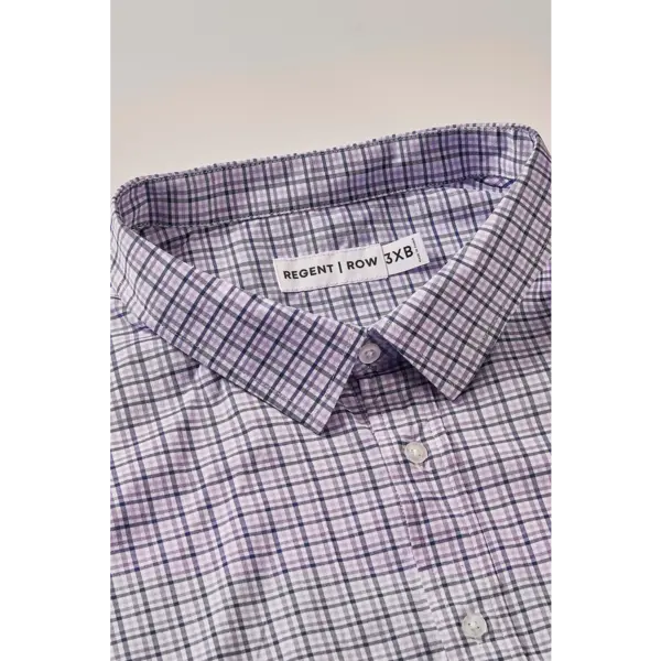 REGENT ROW Men’s Big And Tall Stanton Shirt ,tailored Fit Short Sleeves - Purple-plaid-6