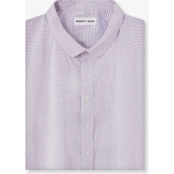 REGENT ROW Men’s Big And Tall Stanton Shirt ,tailored Fit Short Sleeves - White-pink-microcheck-35