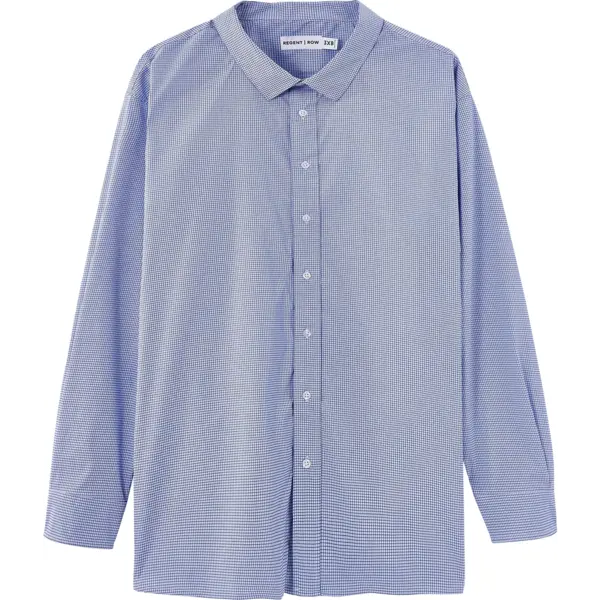 REGENT ROW Big And Tall Long Sleeve Stanton Shirt, Tailored Fit - Blue-microcheck