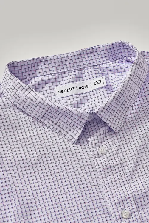 REGENT ROW Big And Tall Long Sleeve Stanton Shirt, Tailored Fit - Pink-blue-check