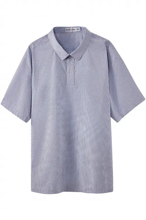 REGENT ROW Big And Tall Stanton Shirt Polo - White-blue-microcheck