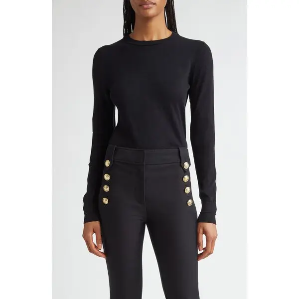 Derek Lam 10 Crosby Alizee Crewneck Cotton & Cashmere Sweater - Black