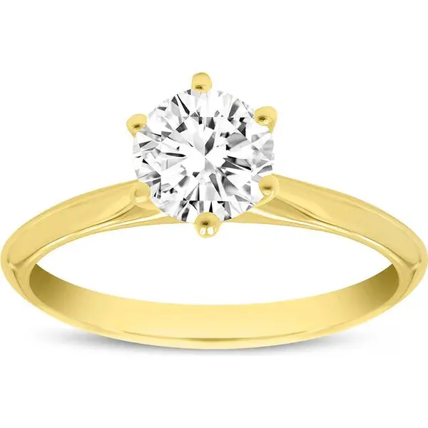 LUVMYJEWELRY Round Lab Grown Diamond Solitaire Ring 0.75 Ctw - 14k Yellow Gold