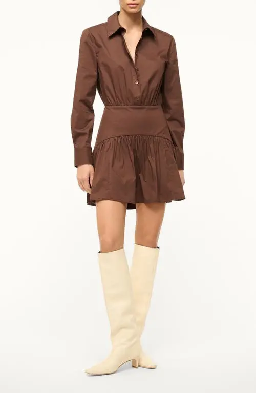 Staud Rocco Long Sleeve Minidress - Earth