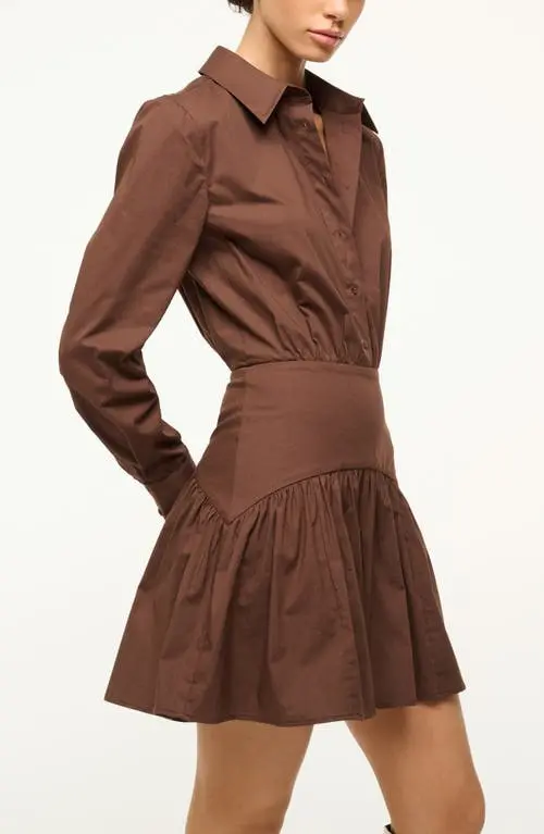 Staud Rocco Long Sleeve Minidress - Earth