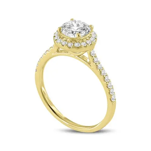 LUVMYJEWELRY 1.3 Ct Solstice Round Cut Lab Grown Diamond Engagement Ring - 14k Yellow Gold