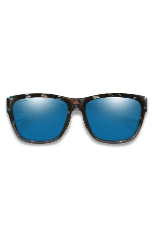 SMITH 56mm Chromapop™ Polarized Square Sunglasses - Sky Tortoise / Glass Blue