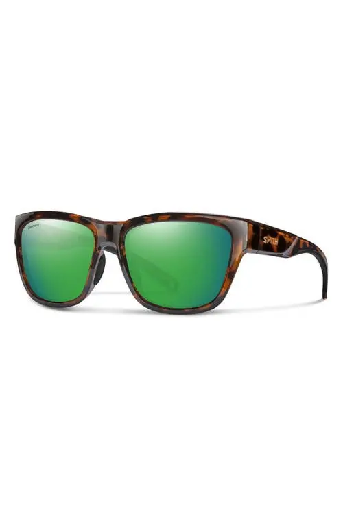 SMITH 56mm Chromapop™ Polarized Square Sunglasses - Tortoise / Glass Green