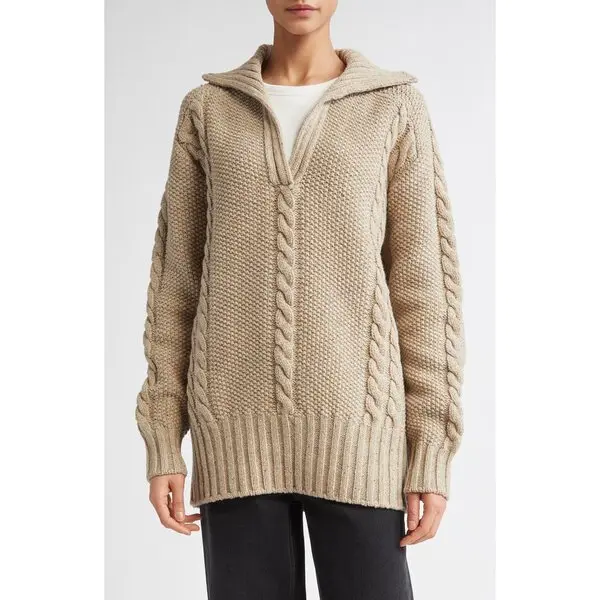 TEURN STUDIOS Cable Knit Merino Wool Sweater