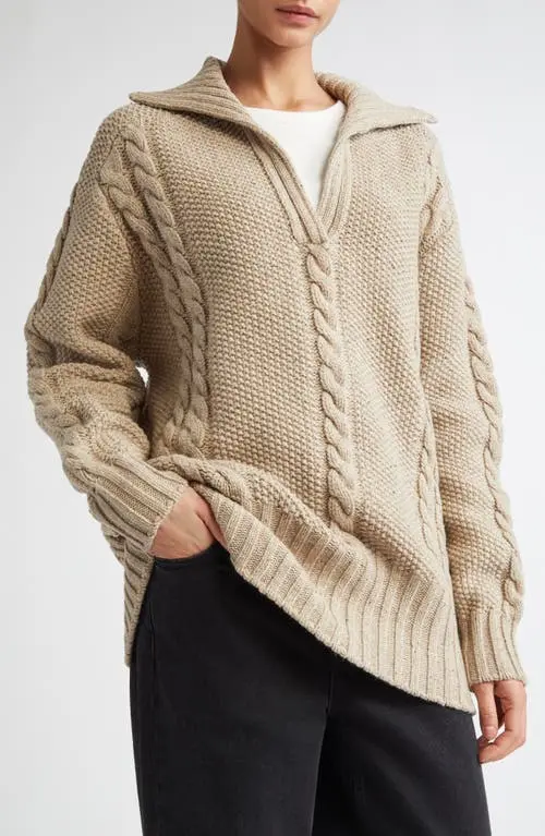 TEURN STUDIOS Cable Knit Merino Wool Sweater