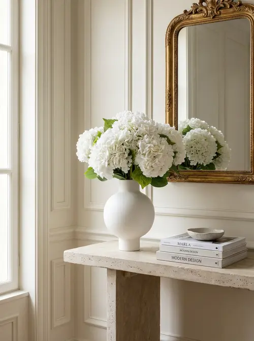 COCOBELLA Marla Realtouch Hydrangea Arrangement - Snow