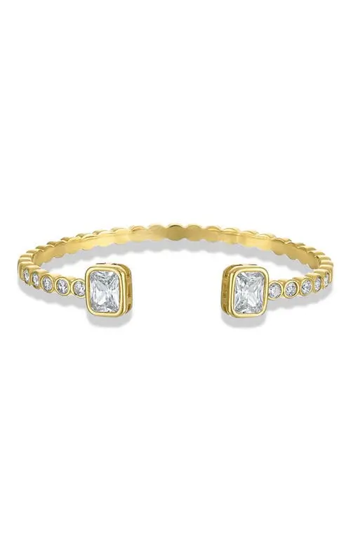 Ben Oni Bezel Cubic Zirconia Cuff Bracelet - Gold