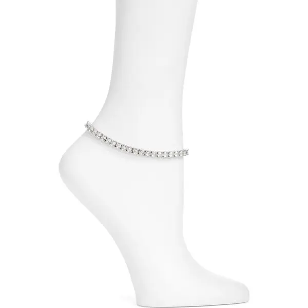 Ben Oni Round Cut Tennis Anklet - Silver