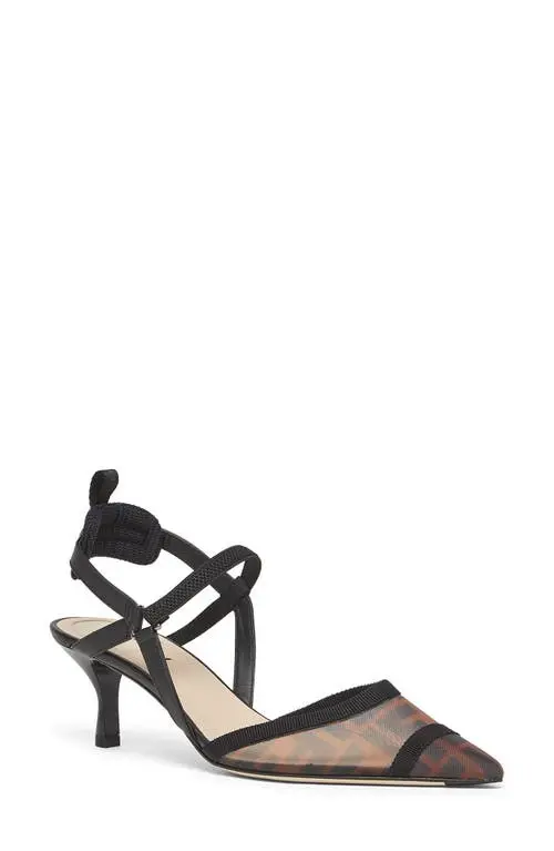 Fendi Colibrì Lite Slingback Pumps - Brown/ Nero