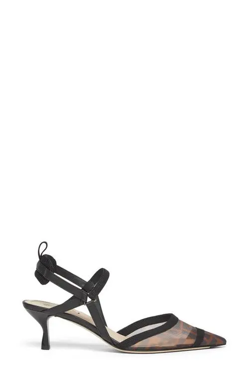 Fendi Colibrì Lite Slingback Pumps - Brown/ Nero
