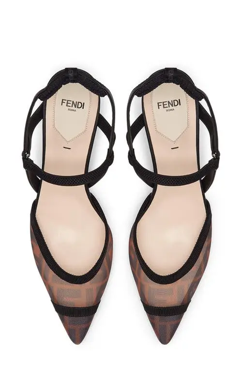Fendi Colibrì Lite Slingback Pumps - Brown/ Nero