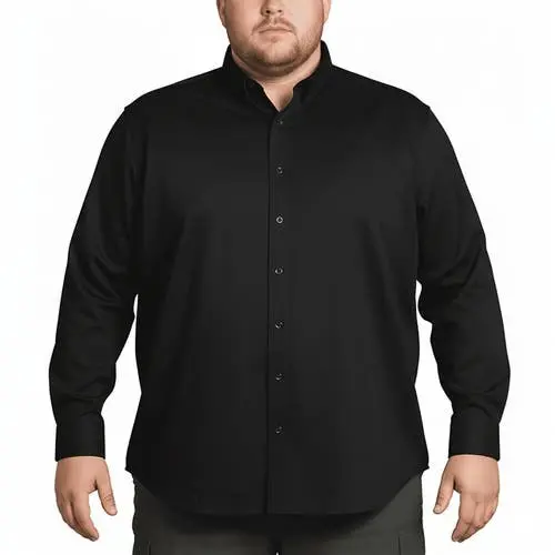 REGENT ROW Men’s Big And Tall Commuter Shirt, Long Sleeve Button Down, Tailored Fit, Spread Collar, Performance Fabric - Black